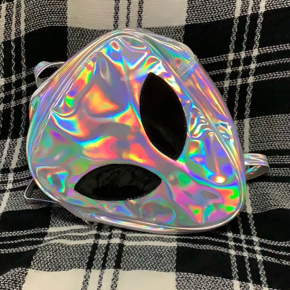 Bags | Holographic Alien Head Mini Backpack | Poshmark